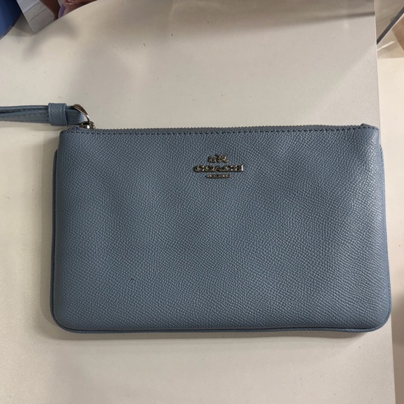 Coach | Accessories | Authentic Blue Coach Wristlet With Silver ...
